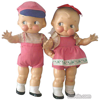 Campbell Kids, Doll, Boy, Girl, Composition, Googly, Side-Glancing Eyes ...