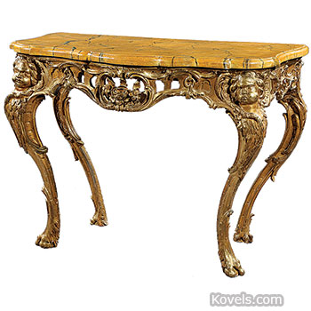 Furniture, Table, Console, Italian Rococo Style, Faux Marble, Pierced ...