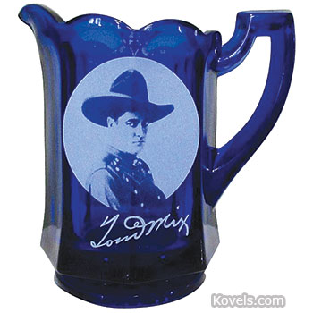 Tom Mix, Pitcher, Portrait, Glass, Cobalt Blue – Kovels