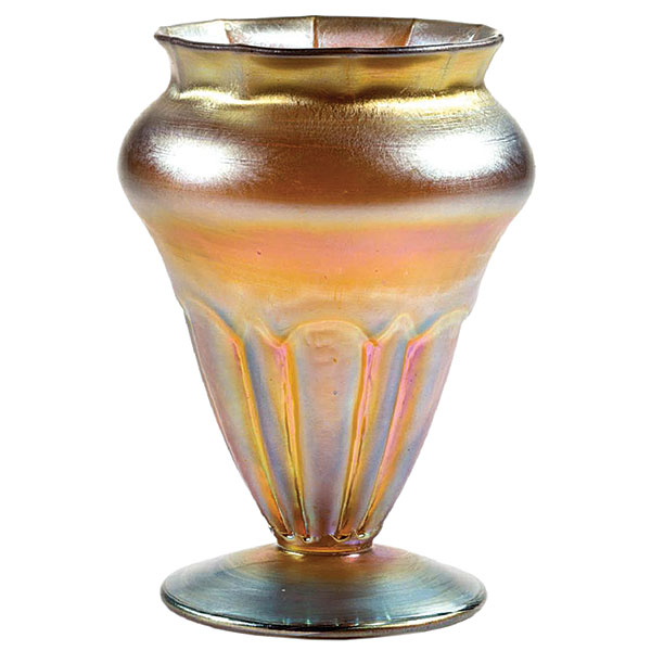 Nash, Vase, Golden Iridescent, Molded Prism & Fruit Design – Kovels