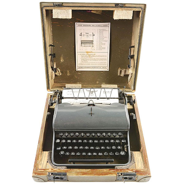 Typewriter, Olympia, Steel, World War II Military Issue, Case, Dark ...