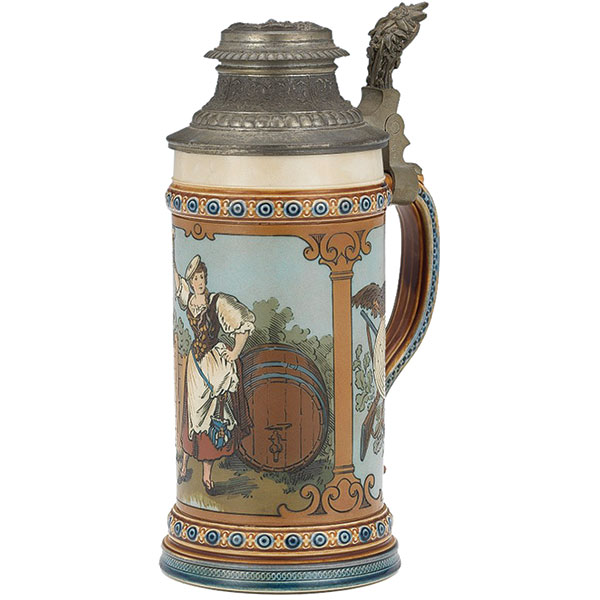 Mettlach, Stein, No. 2235, Schutzenliesel, Barmaid, Rifle, Eagle ...